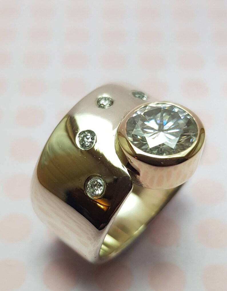 Contemporary Custom 12mm Wide Band Sterling Silver Ring With | Etsy