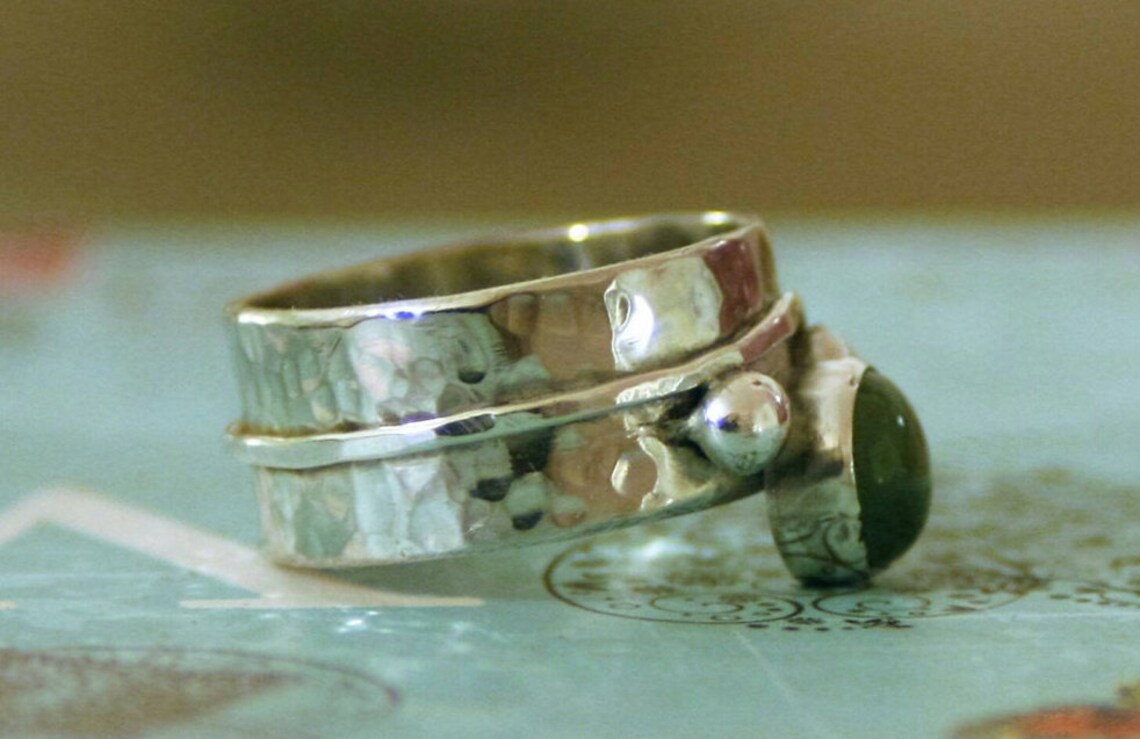 Contemporary 10 Mm Wide Band Sterling Silver Ring With Hand Set Thick ...