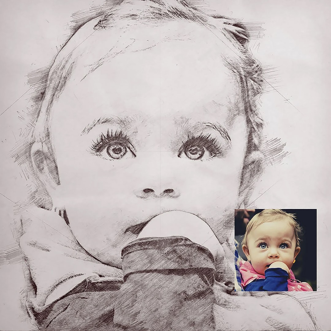 Family Portrait, Portrait From Photo, Rough Sketch, Rustic, Family ...