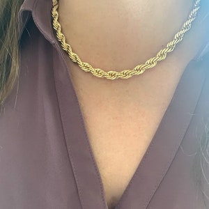 14K Gold Filled 8MM Rope Chain Necklace•layering Gold Chain Necklace ...