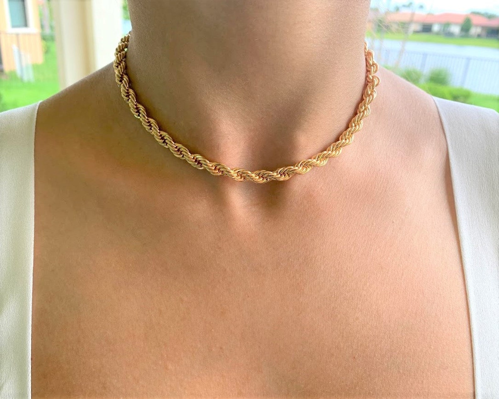 18K Gold Filled 7MM Rope Chain Necklacelayering Gold Chain - Etsy