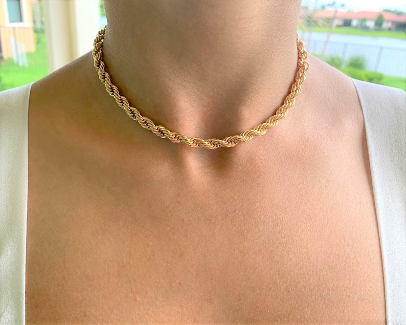 18K Gold Filled 7MM Rope Chain Necklacelayering Gold Chain - Etsy