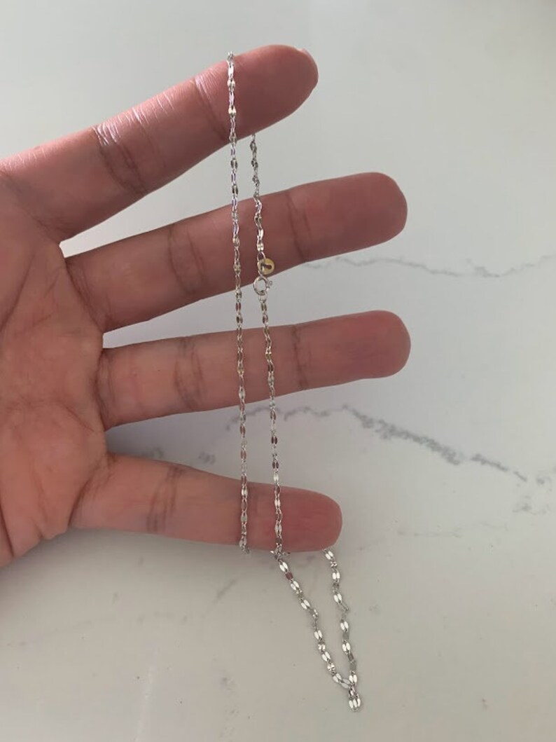 14K White Gold Sparkle Mirror Chain Necklace: Elegant Sequin Chain - Etsy