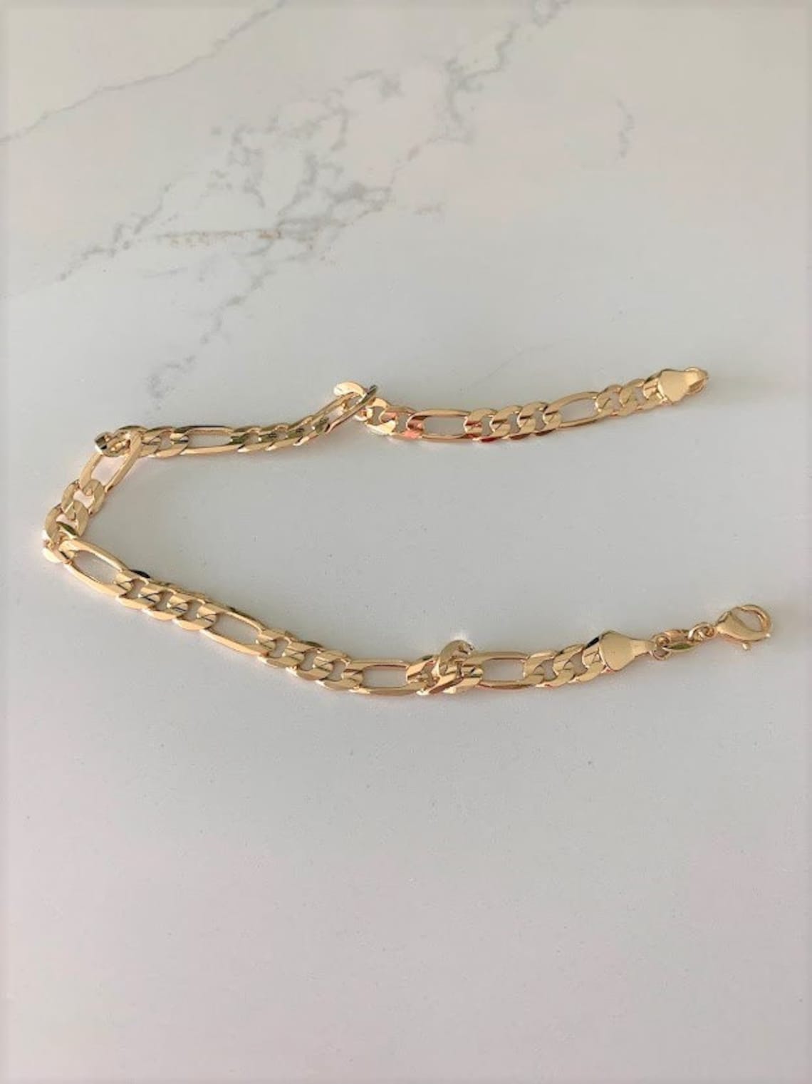 6MM 18k Gold Filled Figaro Anklet layering Gold Anklet18k | Etsy