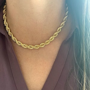 14K Gold Filled 8MM Rope Chain Necklace•layering Gold Chain Necklace ...