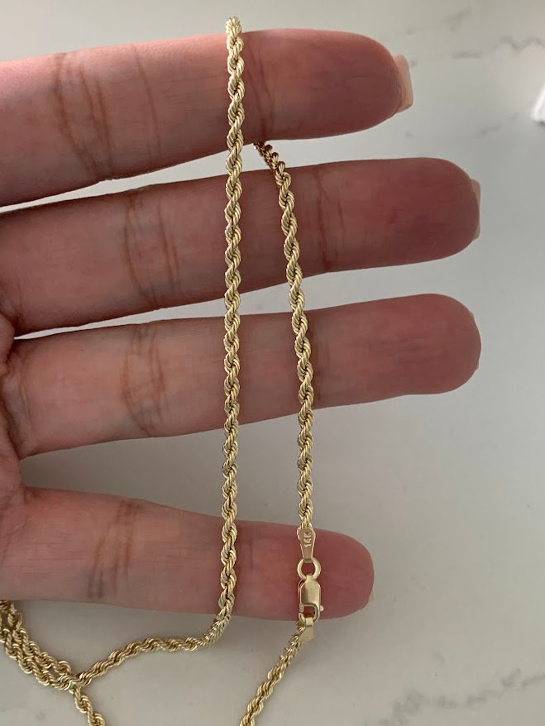 14K Rope Chain, Gold Rope Chain, Gold Rope Chain Necklace, 14K Gold ...