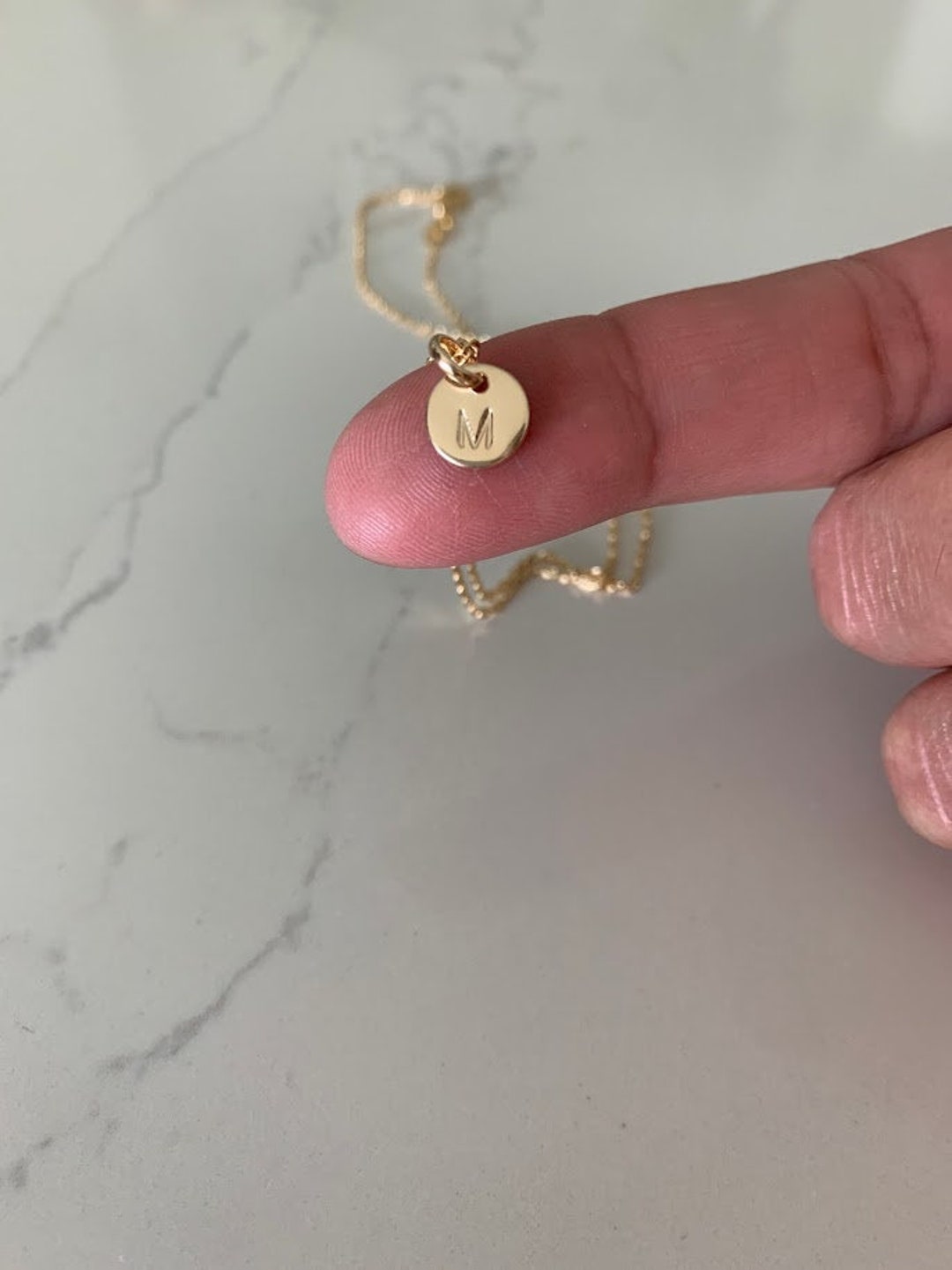 14k Gold Filled Initial Disc Necklace: Dainty Monogram Choker - Etsy