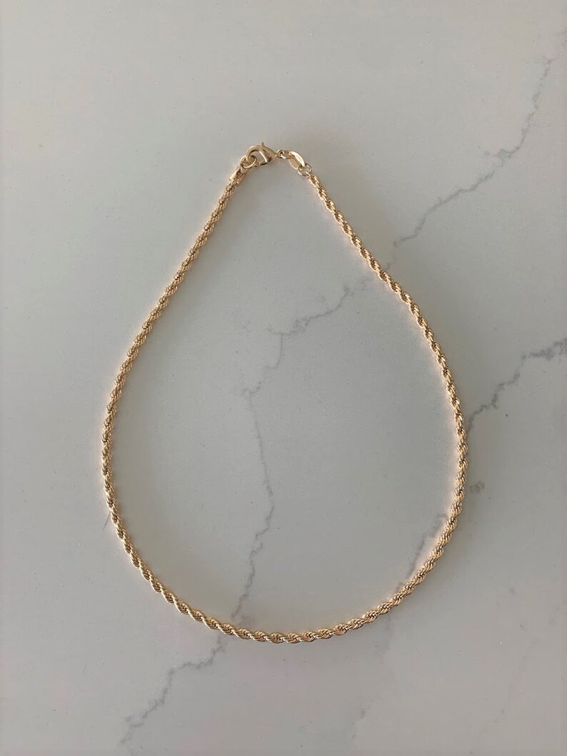 3MM Rope Necklace Skinny Rope Necklace Chain 18k Gold | Etsy