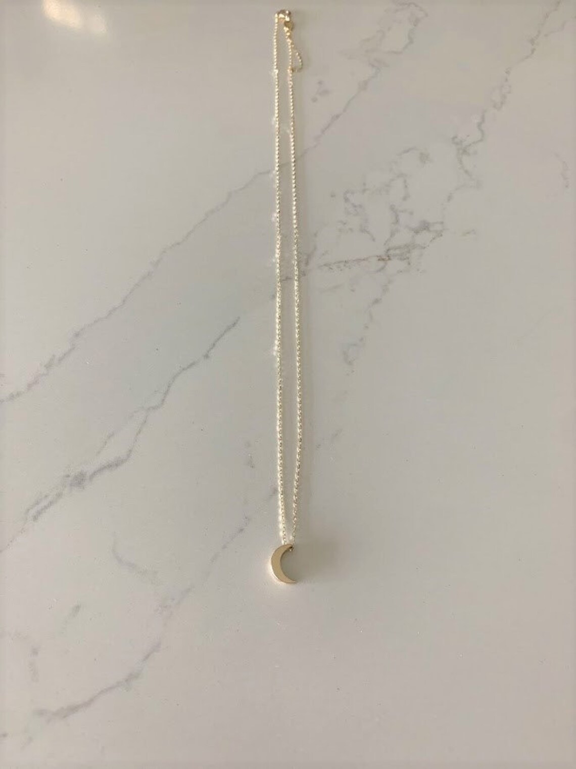 14k Solid Gold Moon Necklace Bold Moon 14k Gold Hollow Moon | Etsy