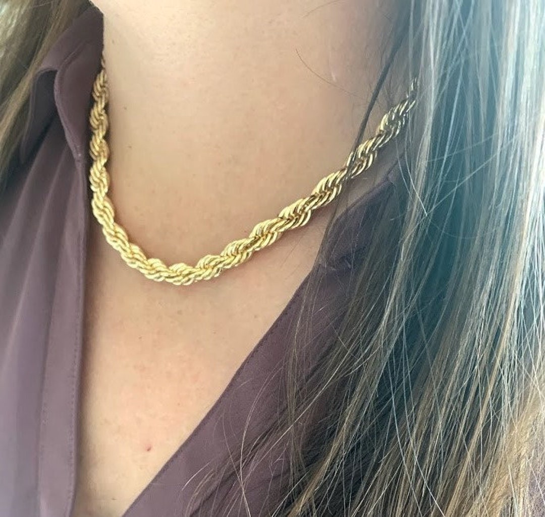 14K Gold Filled 8MM Rope Chain Necklace•layering Gold Chain Necklace ...