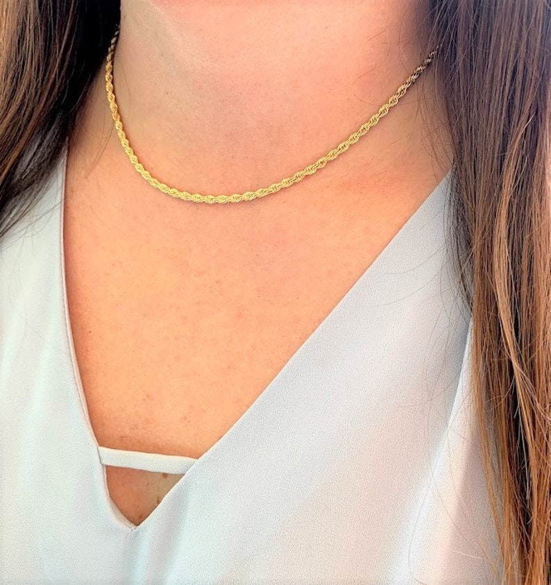 3MM Rope Necklace Skinny Rope Necklace Chain 18k Gold | Etsy