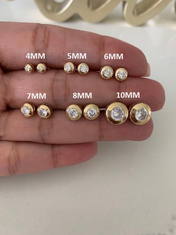 Gold bezel earrings store