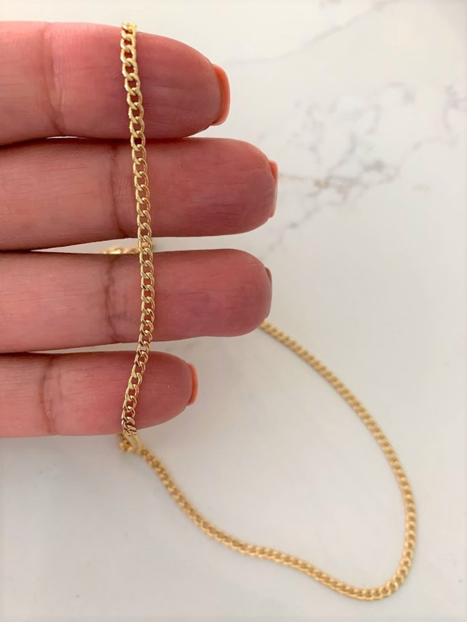 2MM 18K Goldfilled Thin Cuban Curb Link Chainthin - Etsy