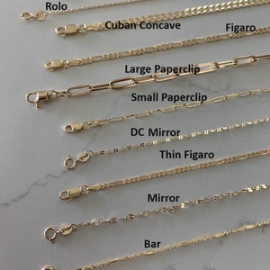 14K Solid Gold Chain Necklace: Cuban, Figaro, Paperclip, Rolo - Etsy
