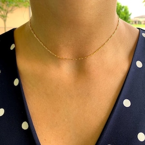 Tiny Paperclip Chain Necklace • Layering Chain Necklace • Gold-filled ...