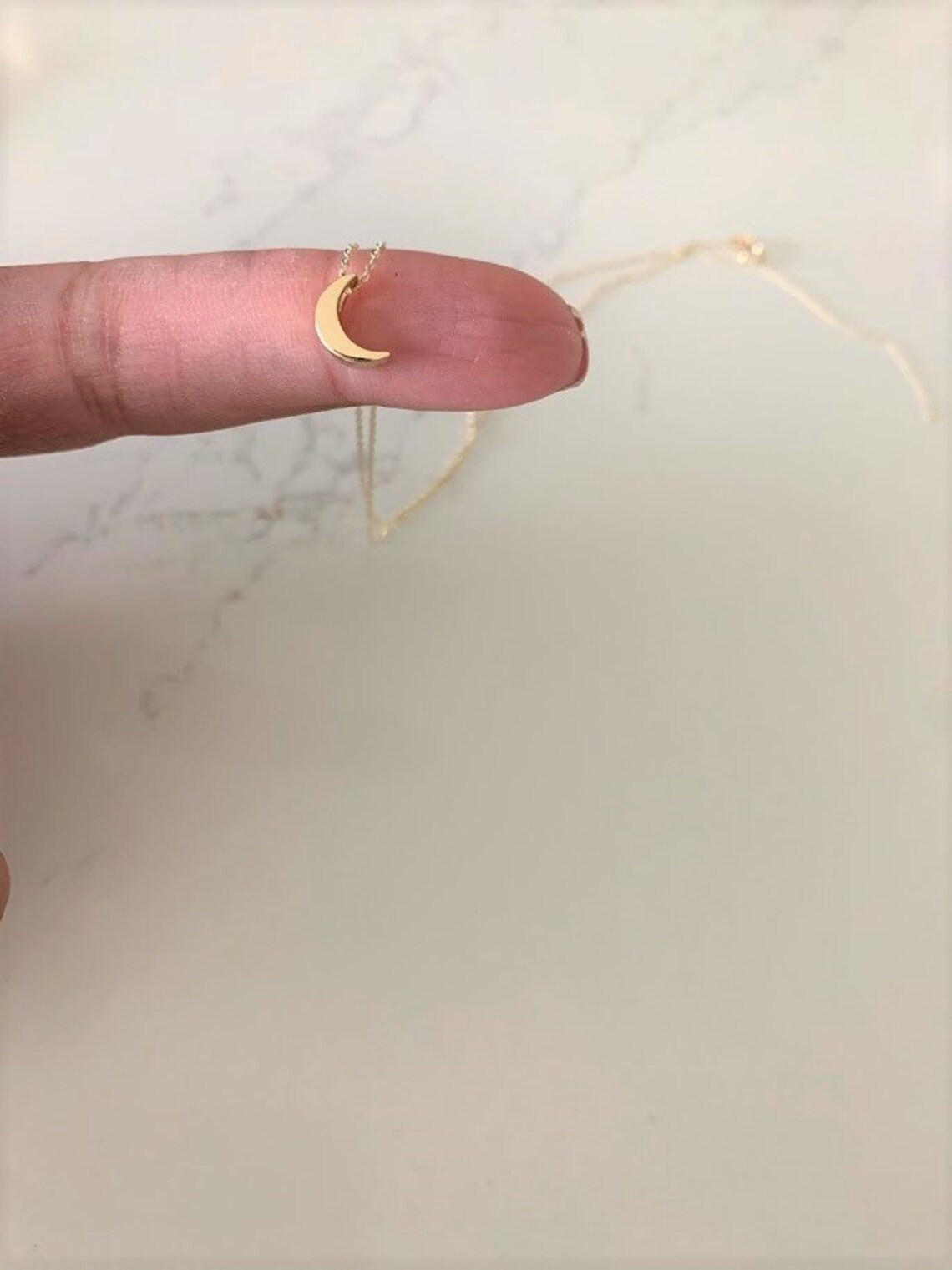 14k Solid Gold Moon Necklace Bold Moon 14k Gold Hollow Moon | Etsy