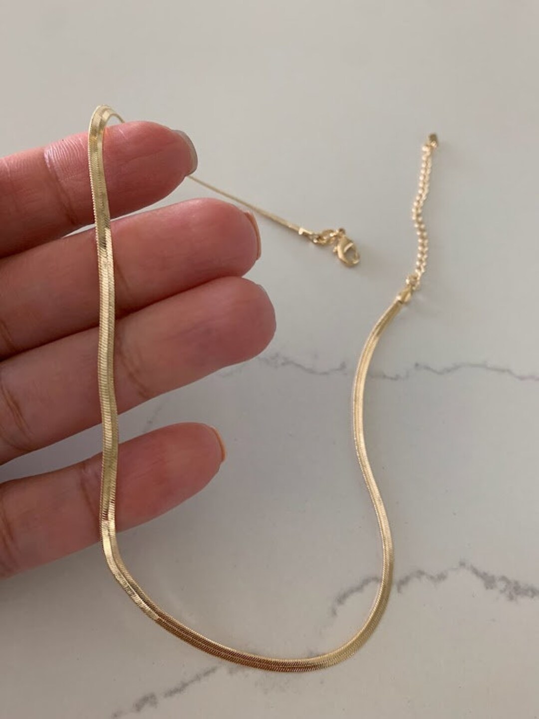 Gold Filled Herringbone Snake Necklace - 3MM Omega Chain - Etsy