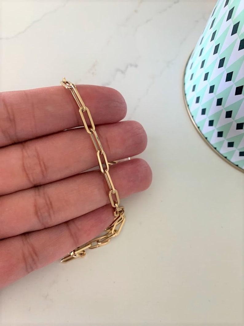 14K Gold Paperclip Chain Necklace 14K Gold Chain Layering - Etsy