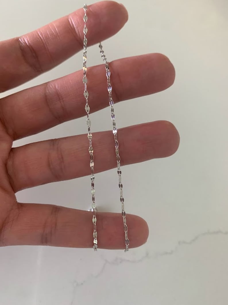 14K White Gold Sparkle Mirror Chain Necklace: Elegant Sequin Chain - Etsy