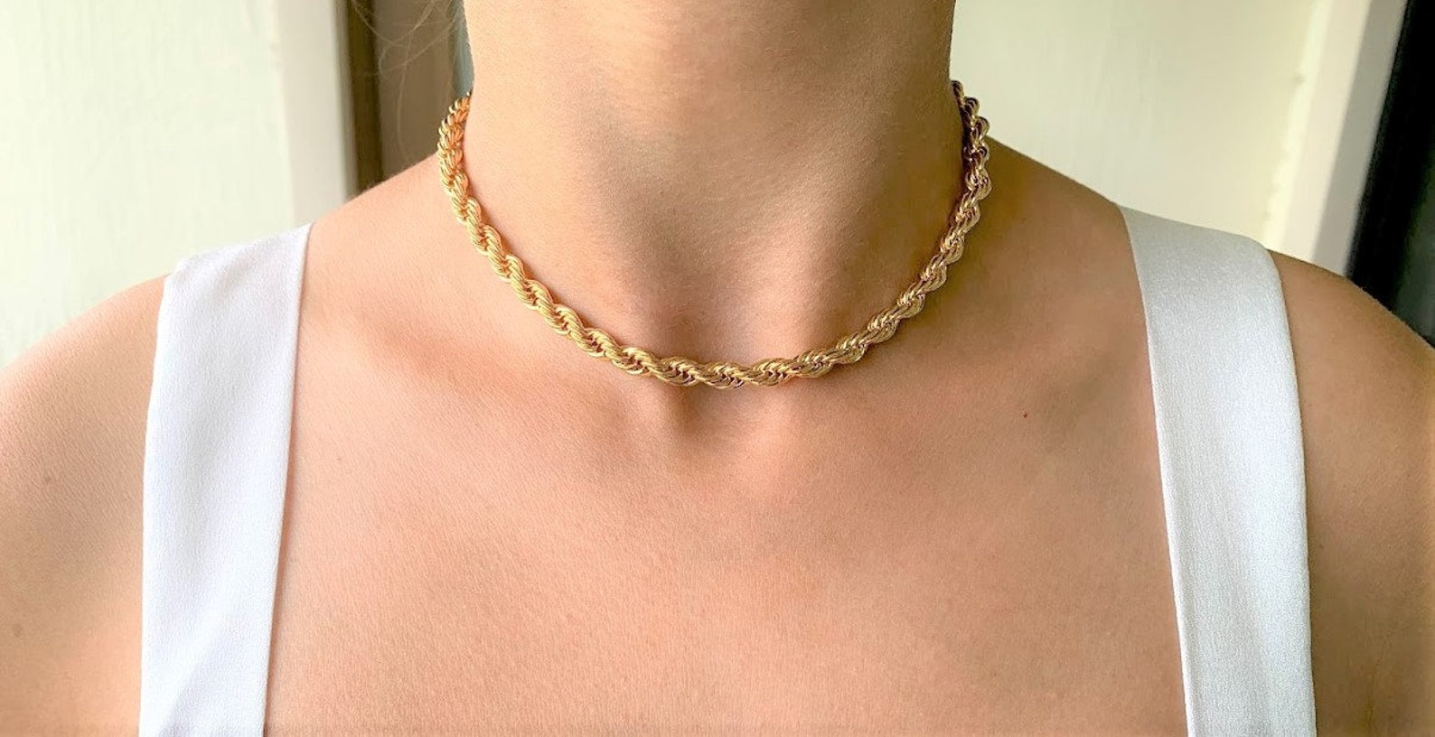 18K Gold Filled 7MM Rope Chain Necklacelayering Gold Chain - Etsy