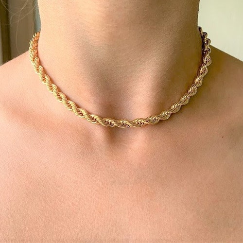 18K Gold Filled 7MM Rope Chain Necklacelayering Gold Chain - Etsy