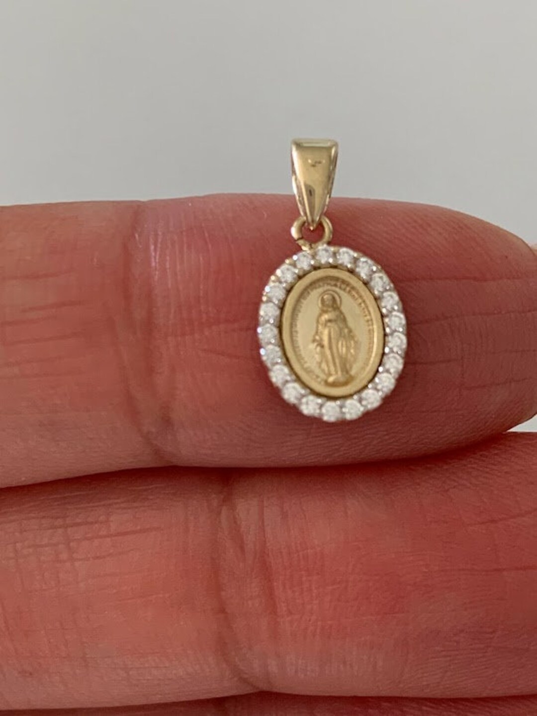 14K Solid Gold Tiny Virgin of Miracles Yellow Gold Virgin Catholic ...