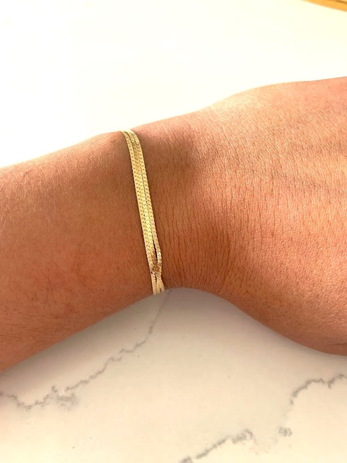 14K Gold Filled Herringbone Bracelet - 5MM Fancy Chain - Etsy