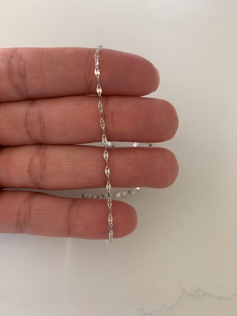 14K White Gold Sparkle Mirror Chain Necklace: Elegant Sequin Chain - Etsy