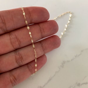 14K Yellow, Gold Mirror Chain, Gold Chain, 1.7mm Twisted Diamond Cut ...