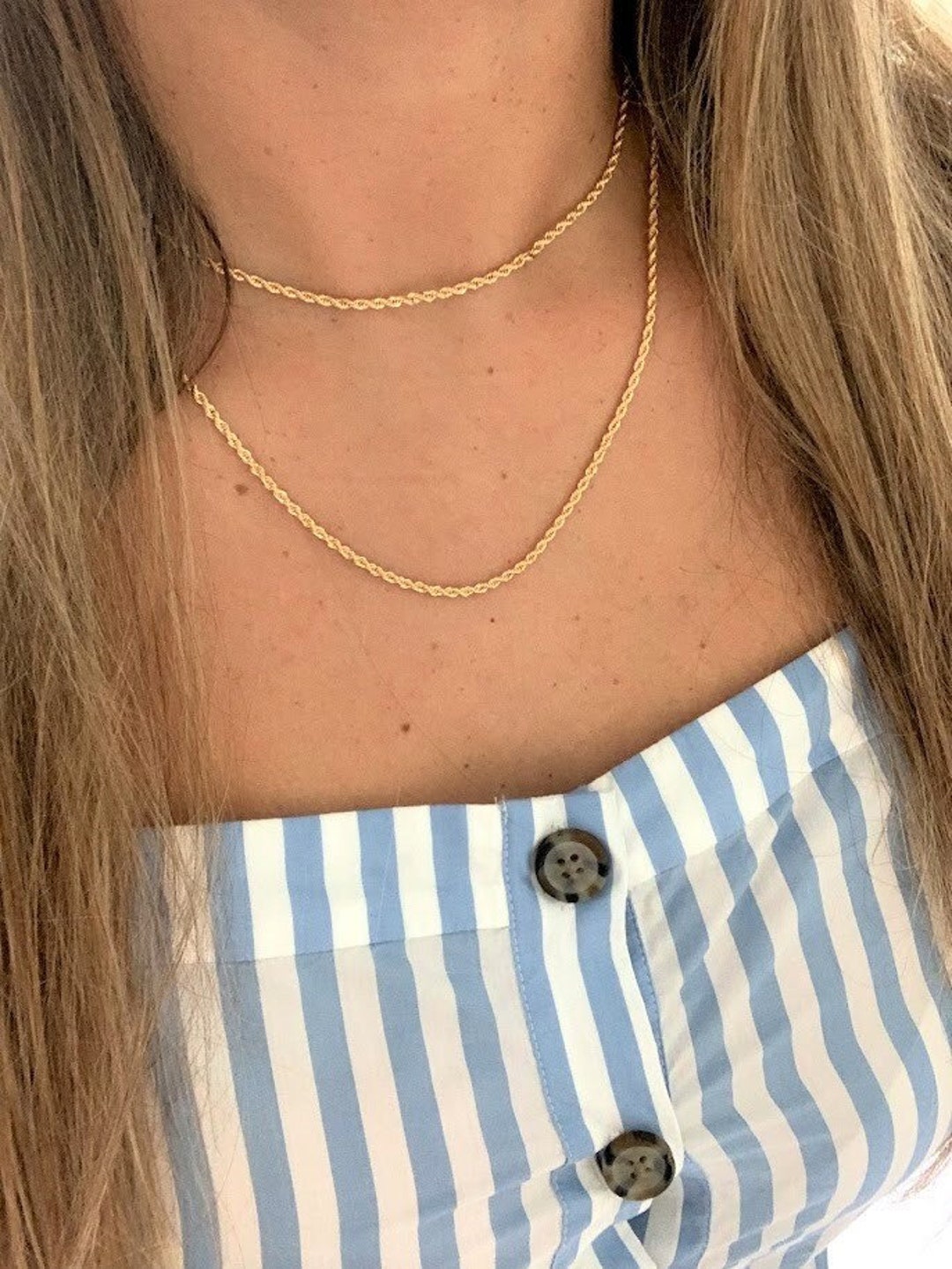 Thin 14k Gold Filled 3MM Rope Dainty Layering Gold Chain Necklace14k ...