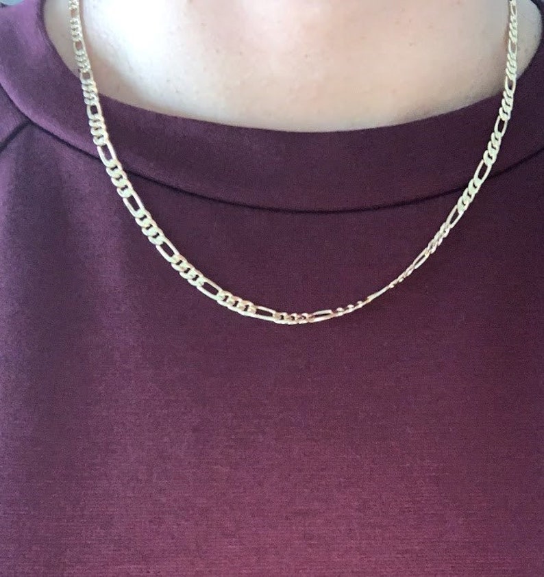 4MM Figaro Chain Necklacelayering Gold Chain Necklace | Etsy