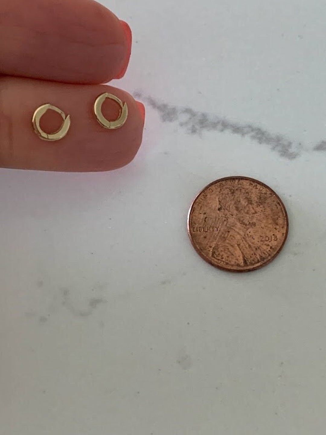 14K Solid Gold Miniature Huggies, Dainty Hoops, Everyday Earrings ...