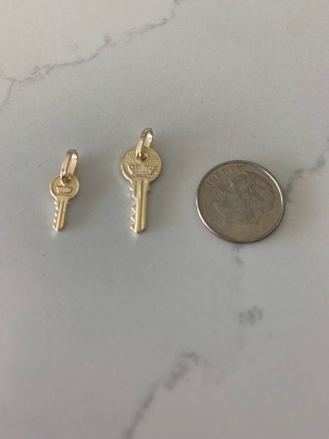 14K Gold Key Pendant | 14K Yellow Gold Key Charm | Minimalist Gold ...