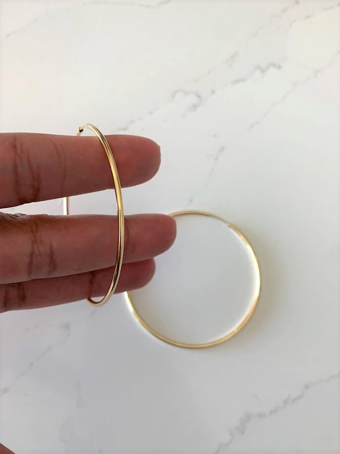 60MM Thin Hoops in 18K Gold Filled Gold Hoops Gold Filled - Etsy