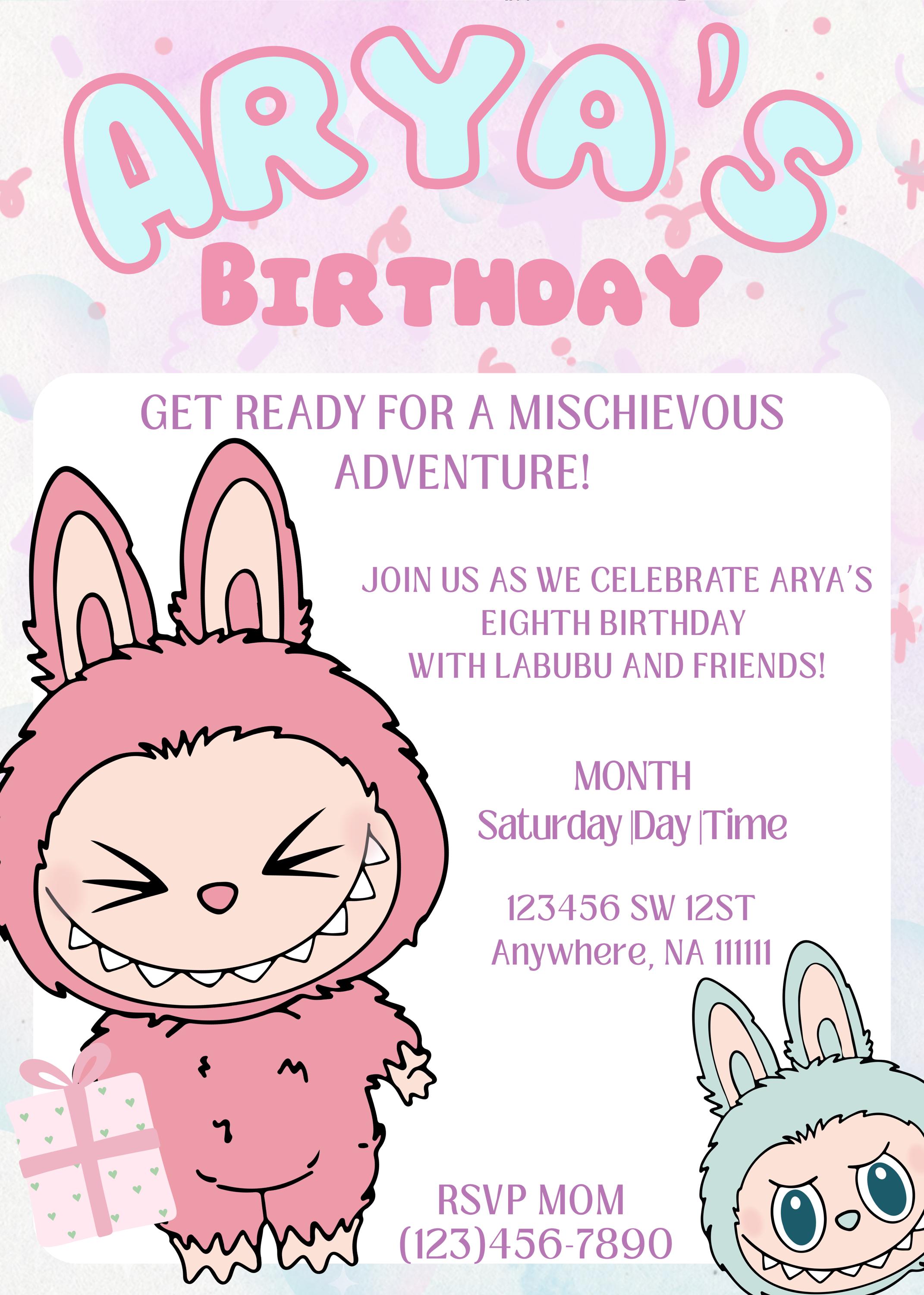 Labubu Invitation Pink Sprinkles - Etsy