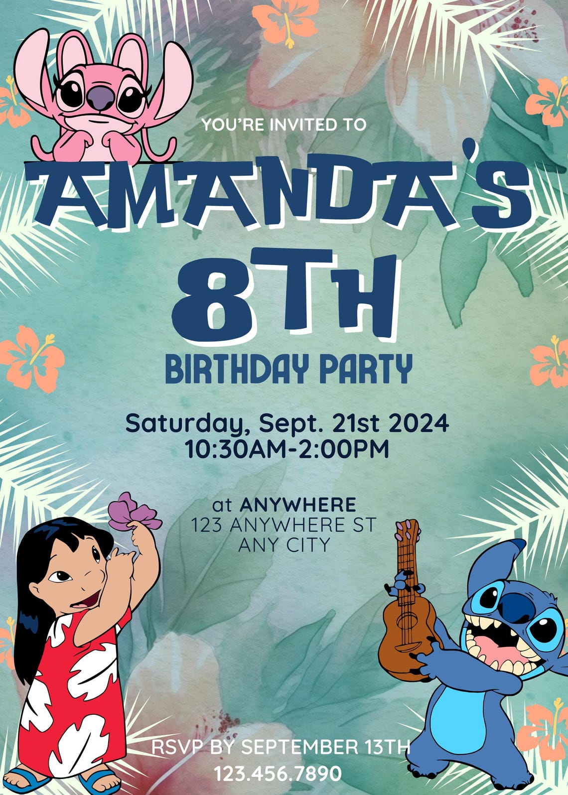 Lilo and Stitch Birthday Invitation - Etsy
