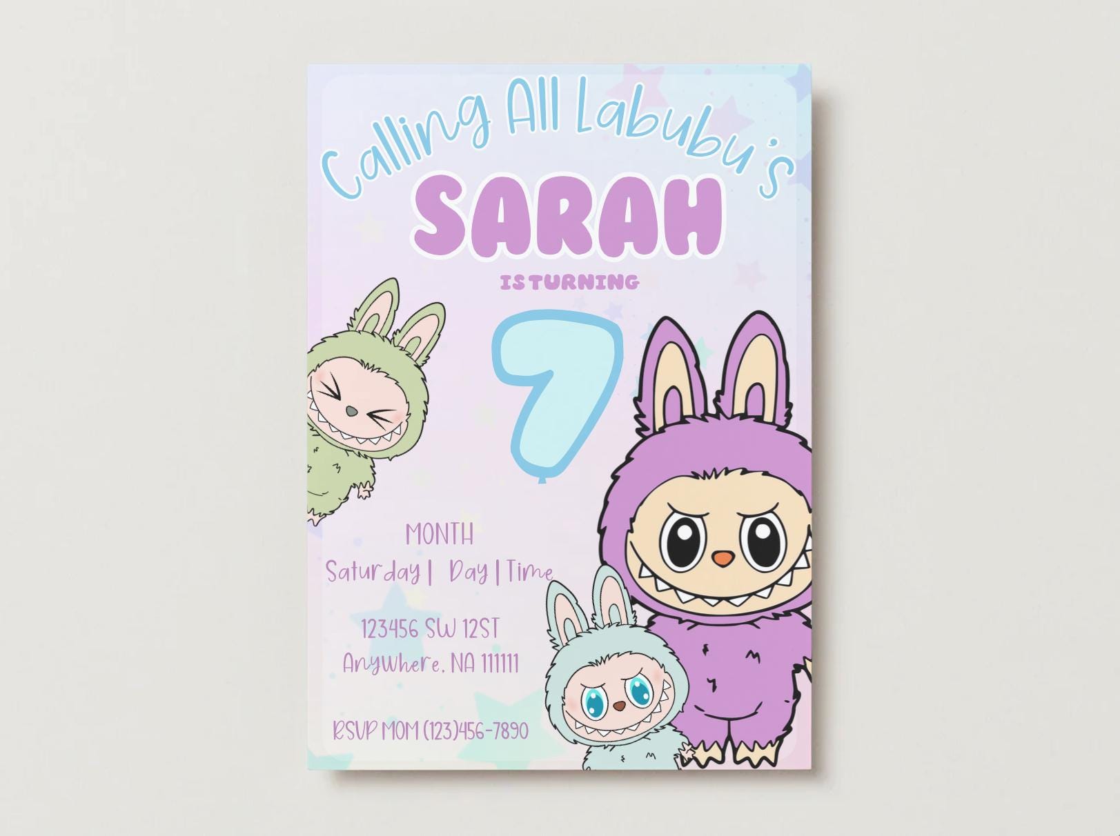 Labubu Invitation Purple - Etsy Canada
