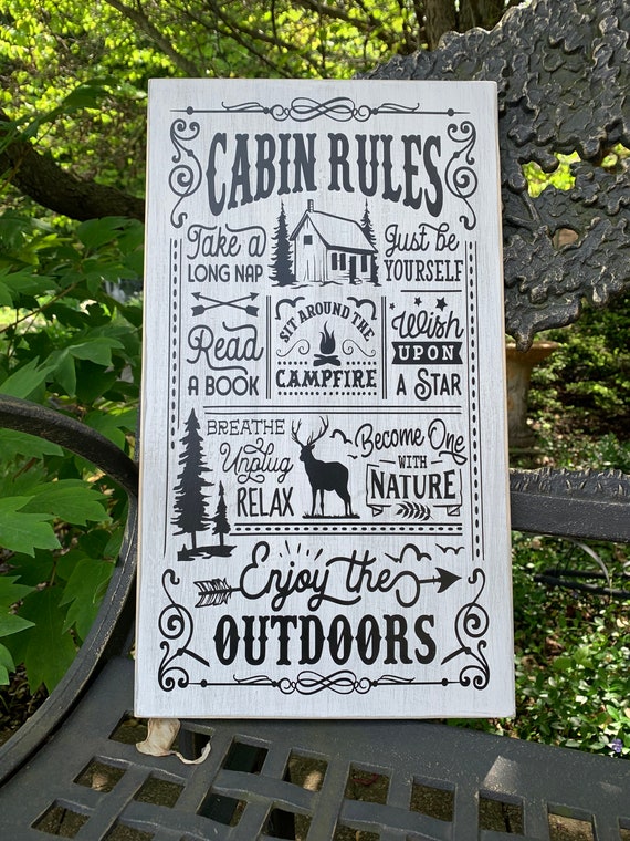 Cabin Rules 16x9 Wood Sign With Barn Finish - Etsy