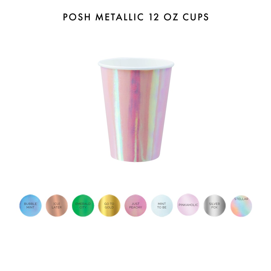 Posh Metallic 12 Oz Paper Cups - Pack of 8 - 9 Color Options - Etsy