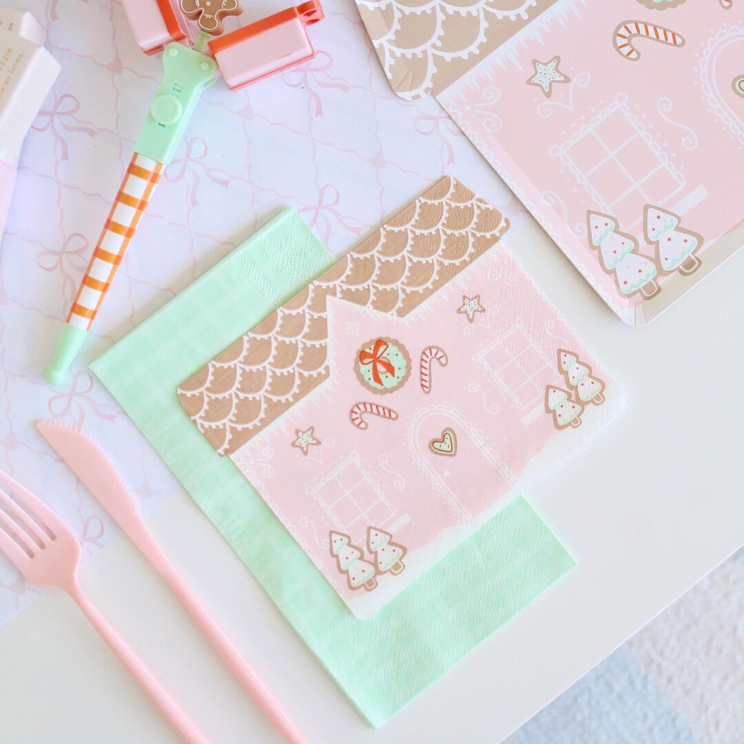 Pink Gingerbread House Large Napkins - Pack of 16 - Etsy
