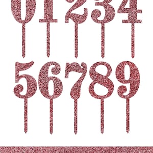 Acrylic Cake Topper Numbers Pink Glitter 1 Pk. - Etsy