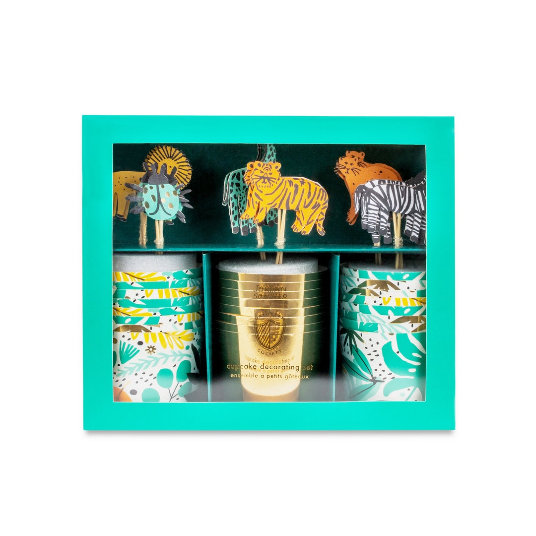 Jungle Cupcake Decorating Set - Set Includes 24 Toppers + 24 Baking ...