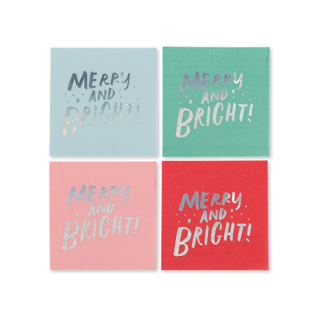 Servilletas pequeñas Merry and Bright - Paquete de 16, 4 de cada estilo ...