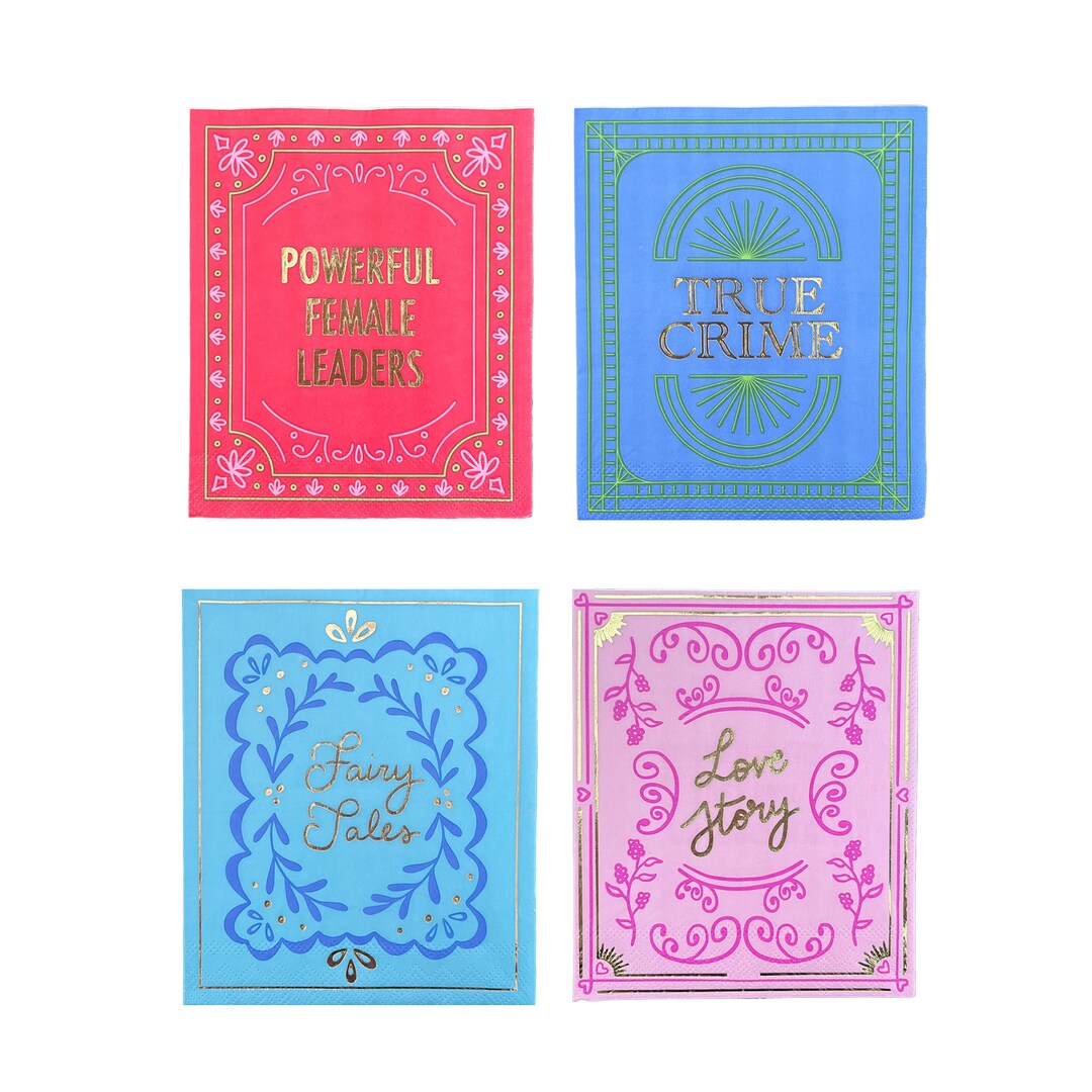 Book Club "book Cover" Cocktail Napkins - Pack of 16 - Etsy