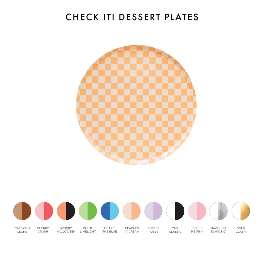 Checkered Dessert Plates - Pack of 8 - 11 Color Options - Etsy