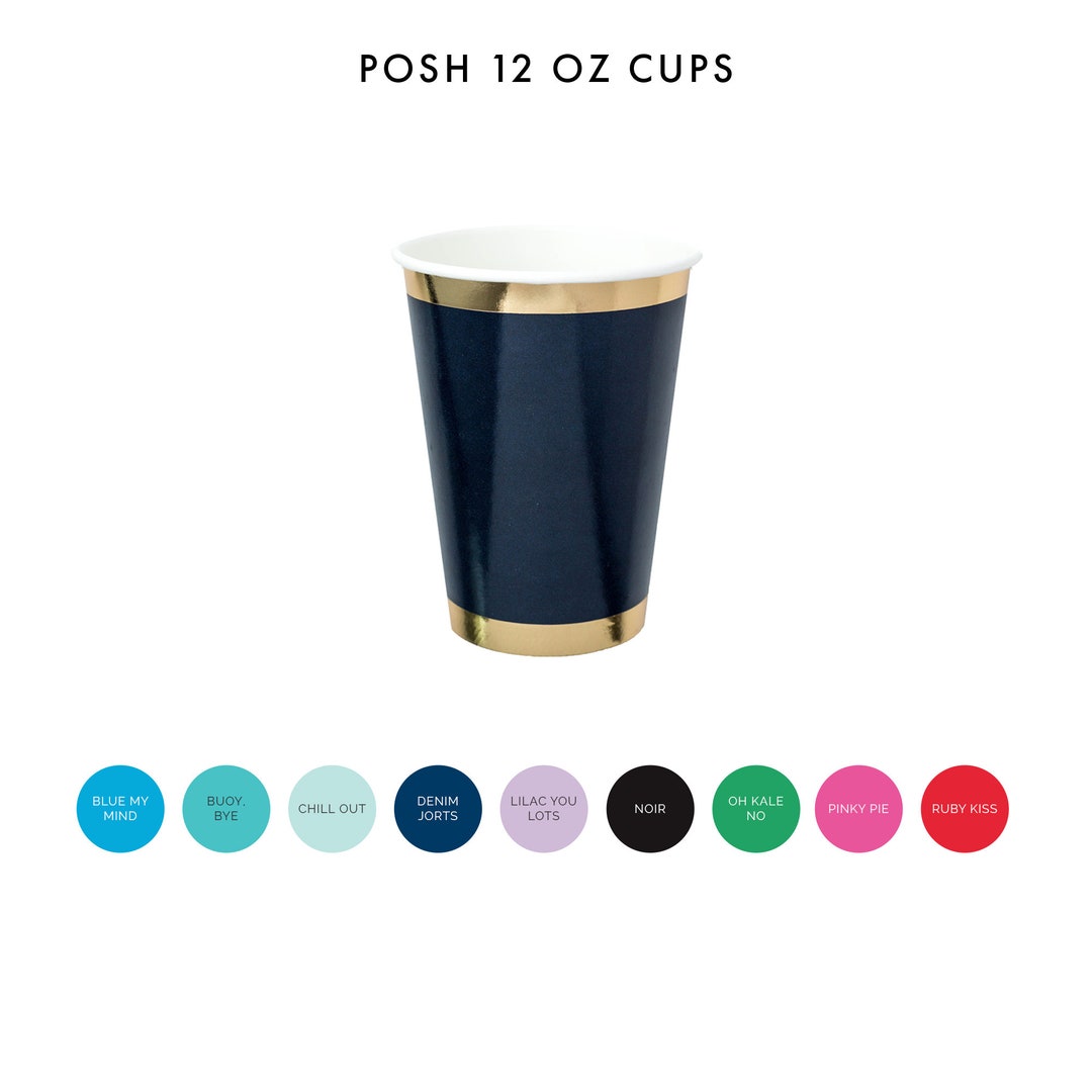 Posh 12 Oz Paper Cups - Pack of 8 - 9 Color Options - Etsy