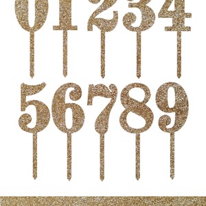 Acrylic Cake Topper Numbers Gold Glitter 1 Pk. - Etsy