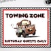 PRINTABLE Car Towing Sign, Racing Birthday Decor, Cars Sign, Cars ...