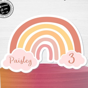 Printable Rainbow Cake Topper: Custom Birthday Party Decor (digital ...