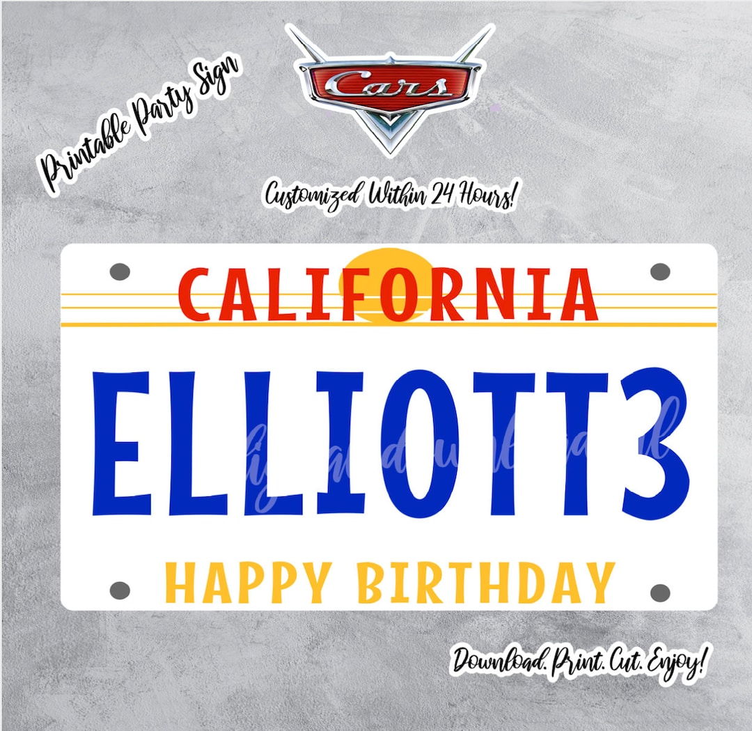 CARS Inspired License Plate Customized, Cars Party, Custom Birthday ...